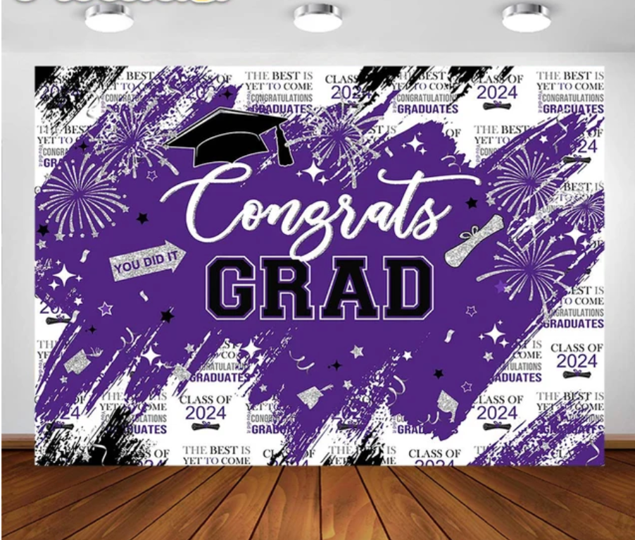 Purple Graduation NewsPaper Backdrop (Material: Vinyl) – HandyandClassy