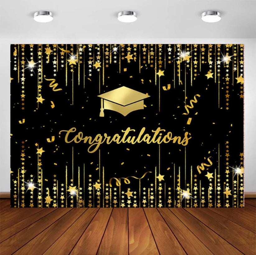 Golden Graduation Backdrop (Material: Vinyl) – HandyandClassy